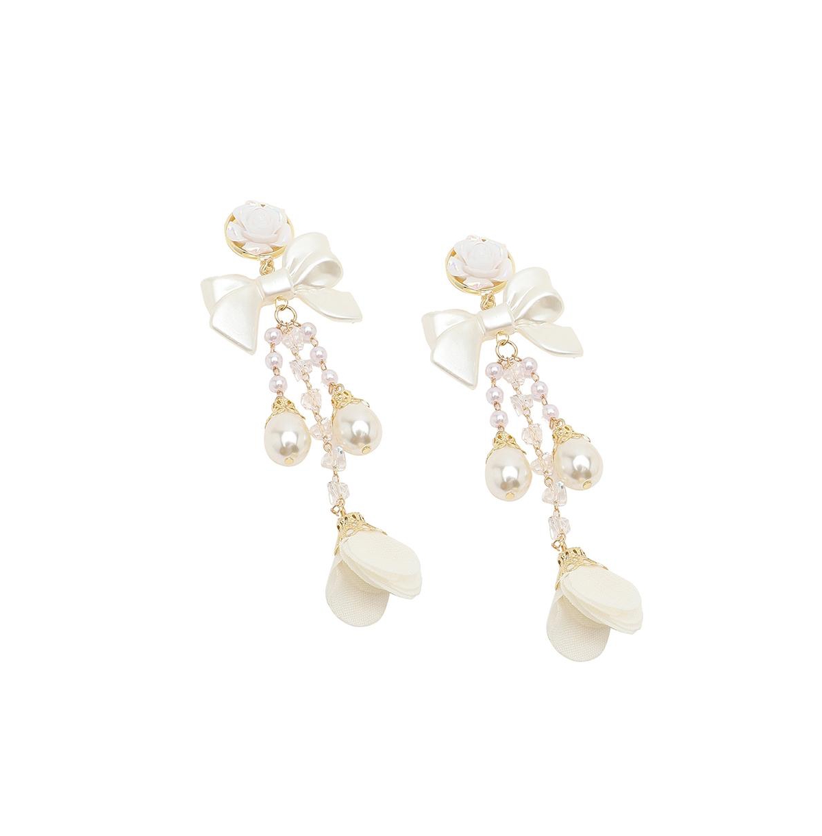 Click here for Sohi Womens White Flora Drop Earrings - White prices