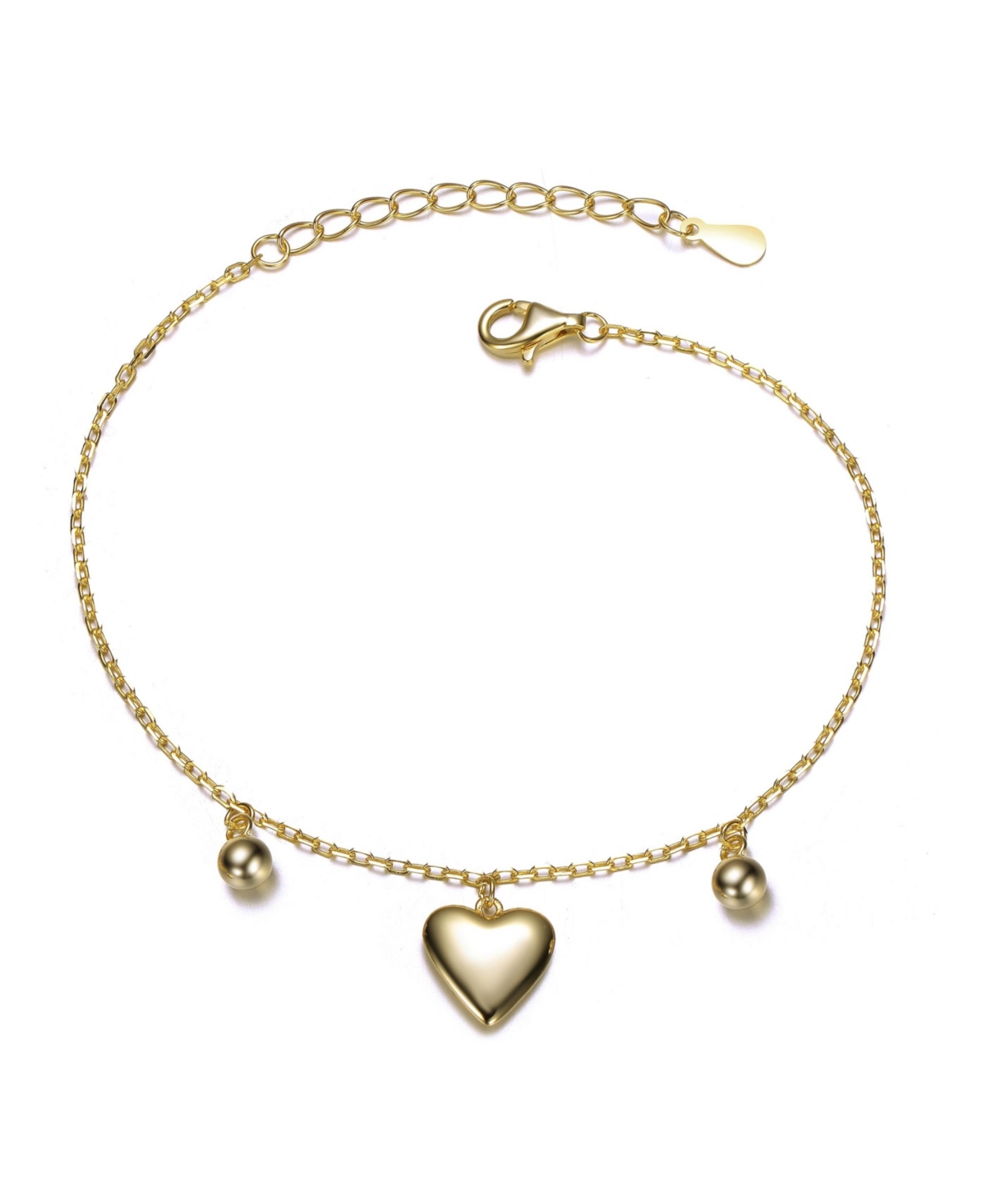 Click here for 14K Gold Plated Heart and Bead Charm Bracelet - Go... prices