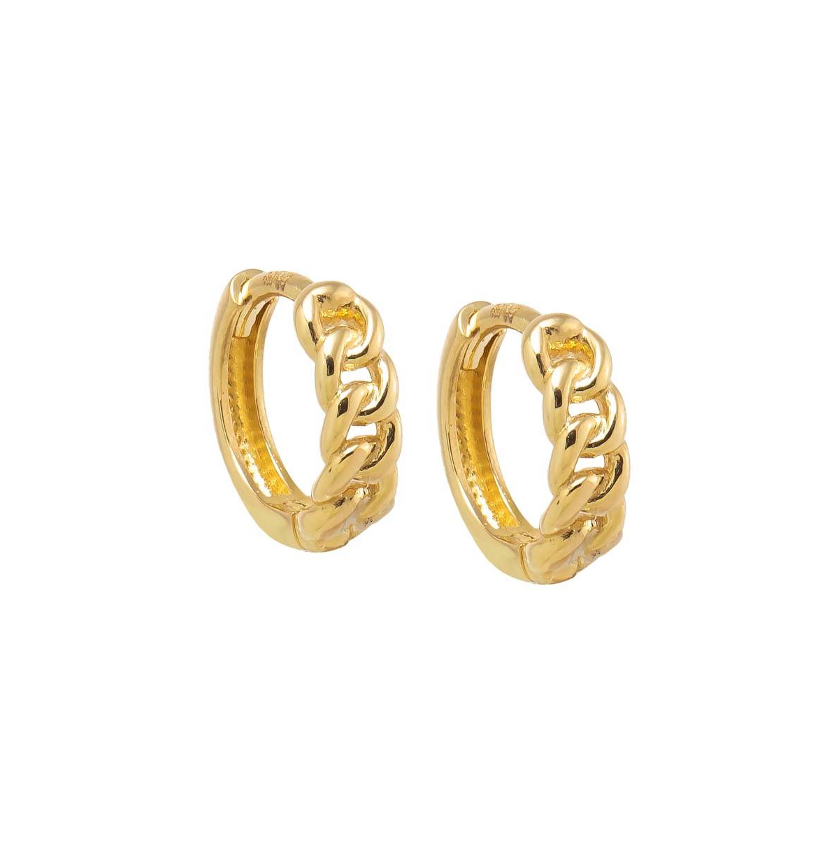 Click here for By Adina Eden Solid Rounded Cuban Link Huggie Earr... prices