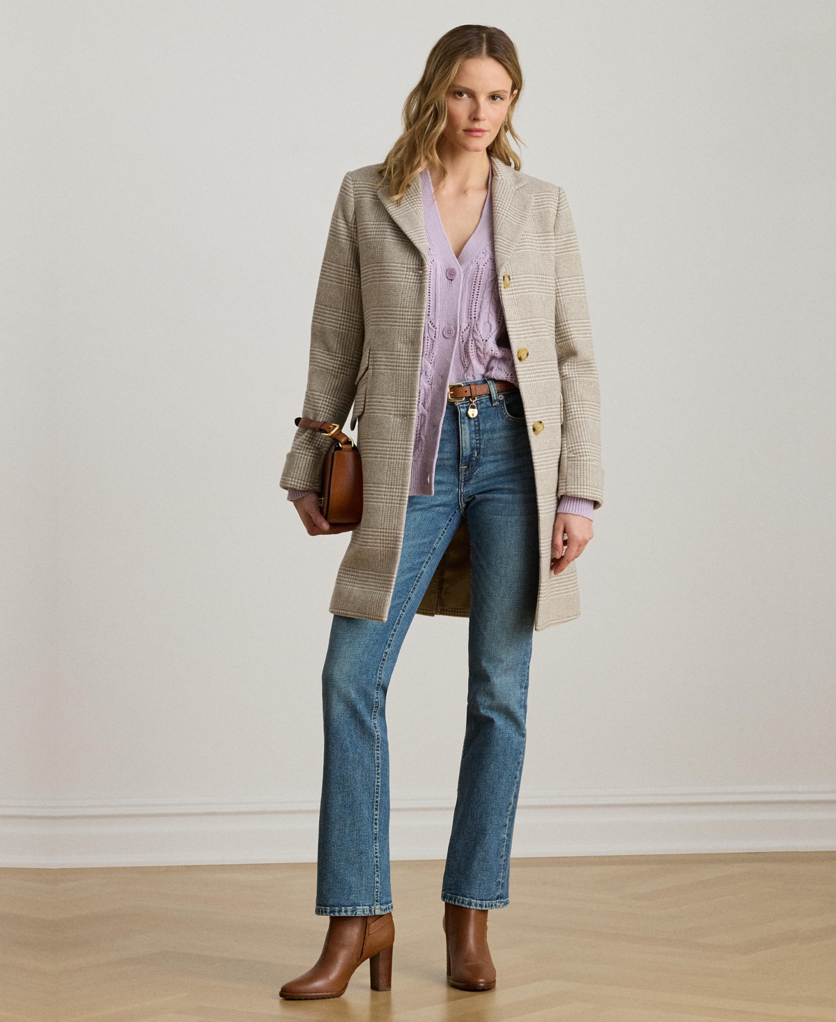 Click here for Lauren Ralph Lauren Petite Notched-Collar Walker C... prices