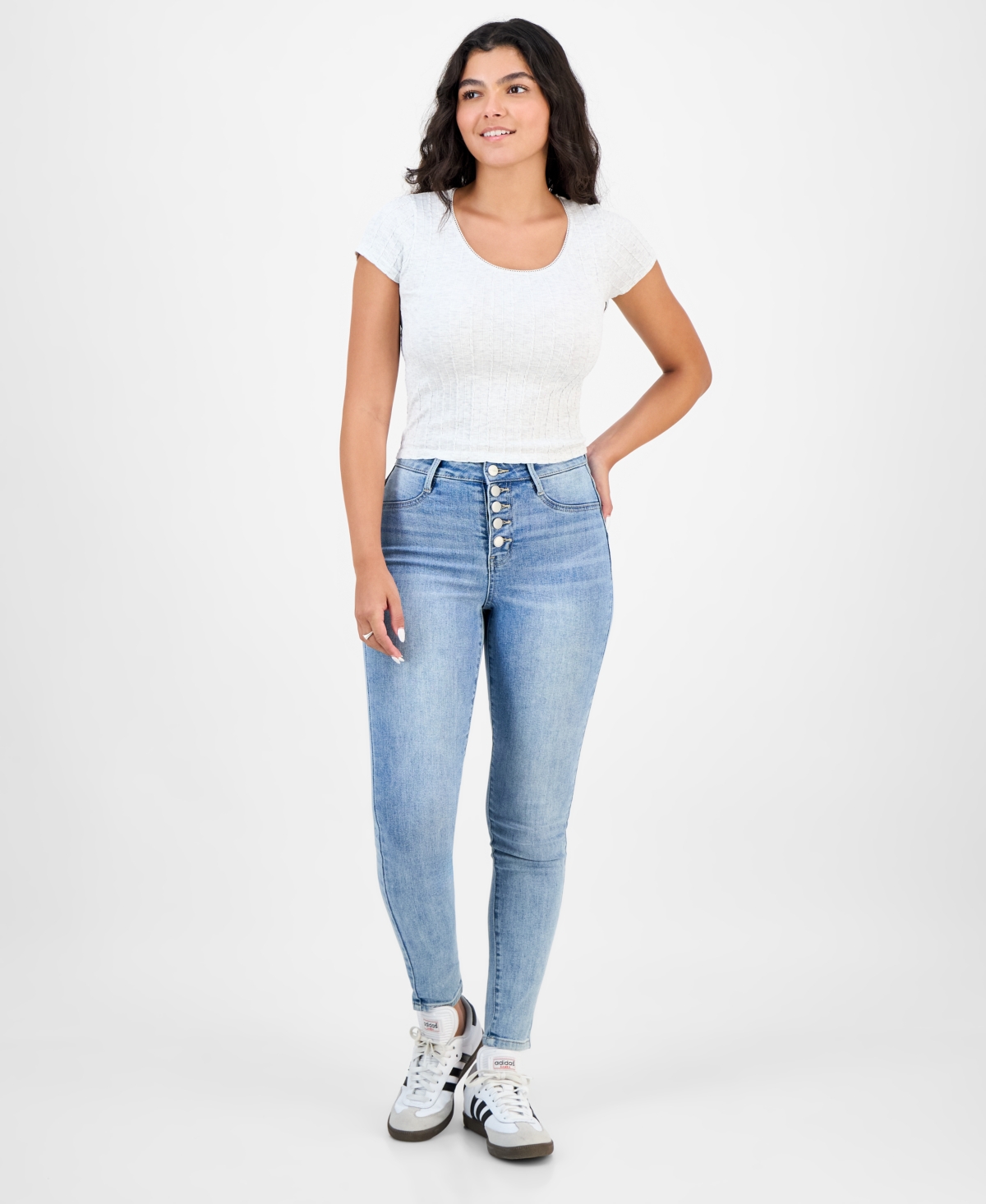 Click here for Dollhouse Juniors High-Rise Curvy Skinny Jeans - L... prices