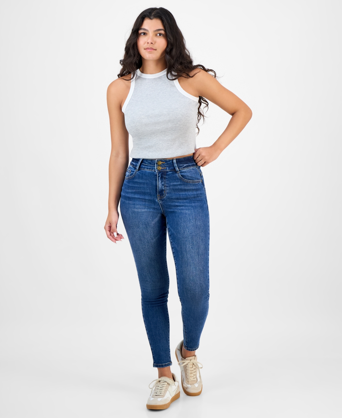 Click here for Dollhouse Juniors High-Rise Curvy Skinny Jeans - Z... prices