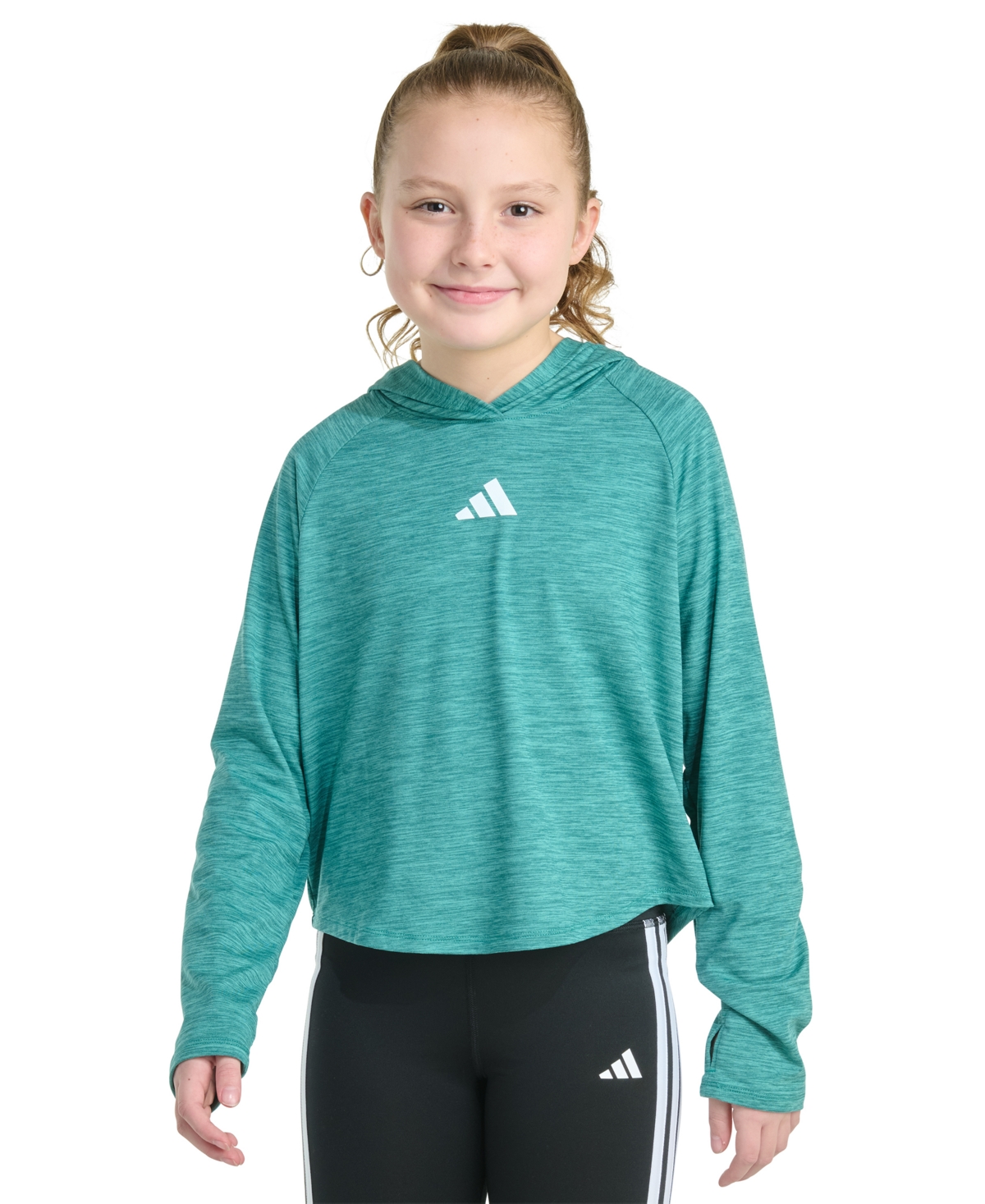 Click here for adidas Big Girls Long-Sleeve Hooded Melange Top -... prices