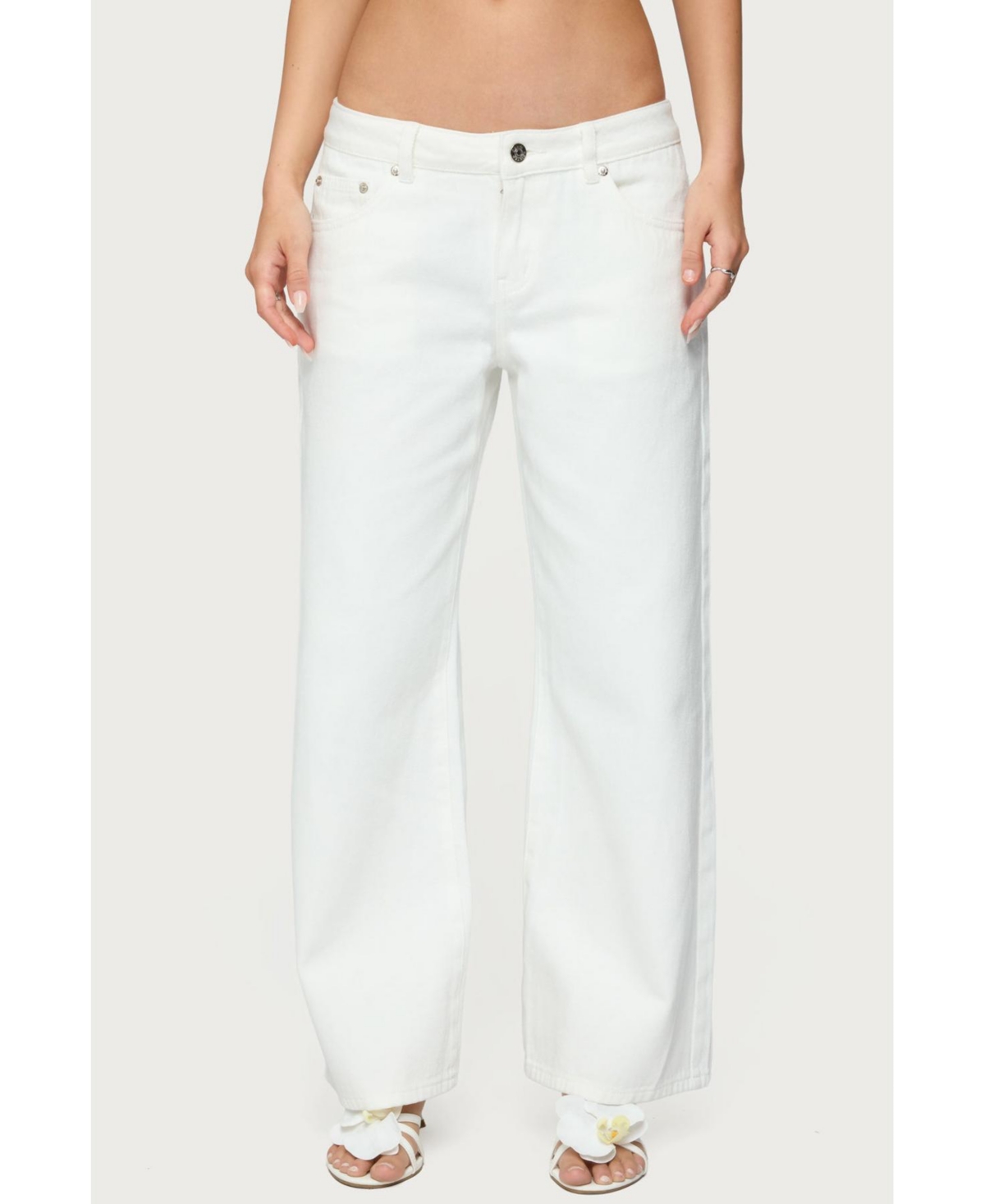 Click here for Edikted Womens Roman Low Rise Slouchy Jeans - Whit... prices