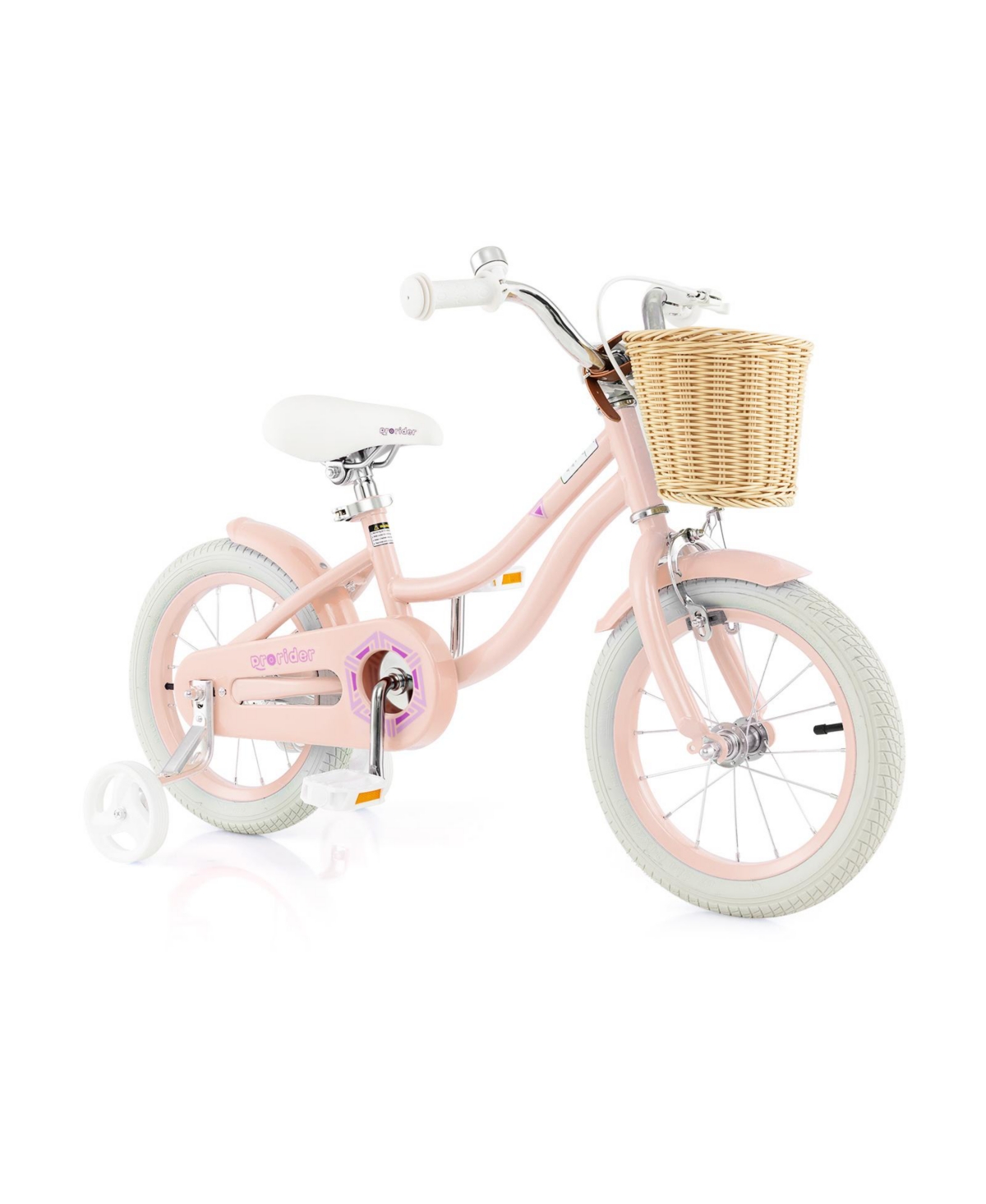 14-Inch Kids Bike with Training Wheels and Adjustable Handlebar Seat - Pink