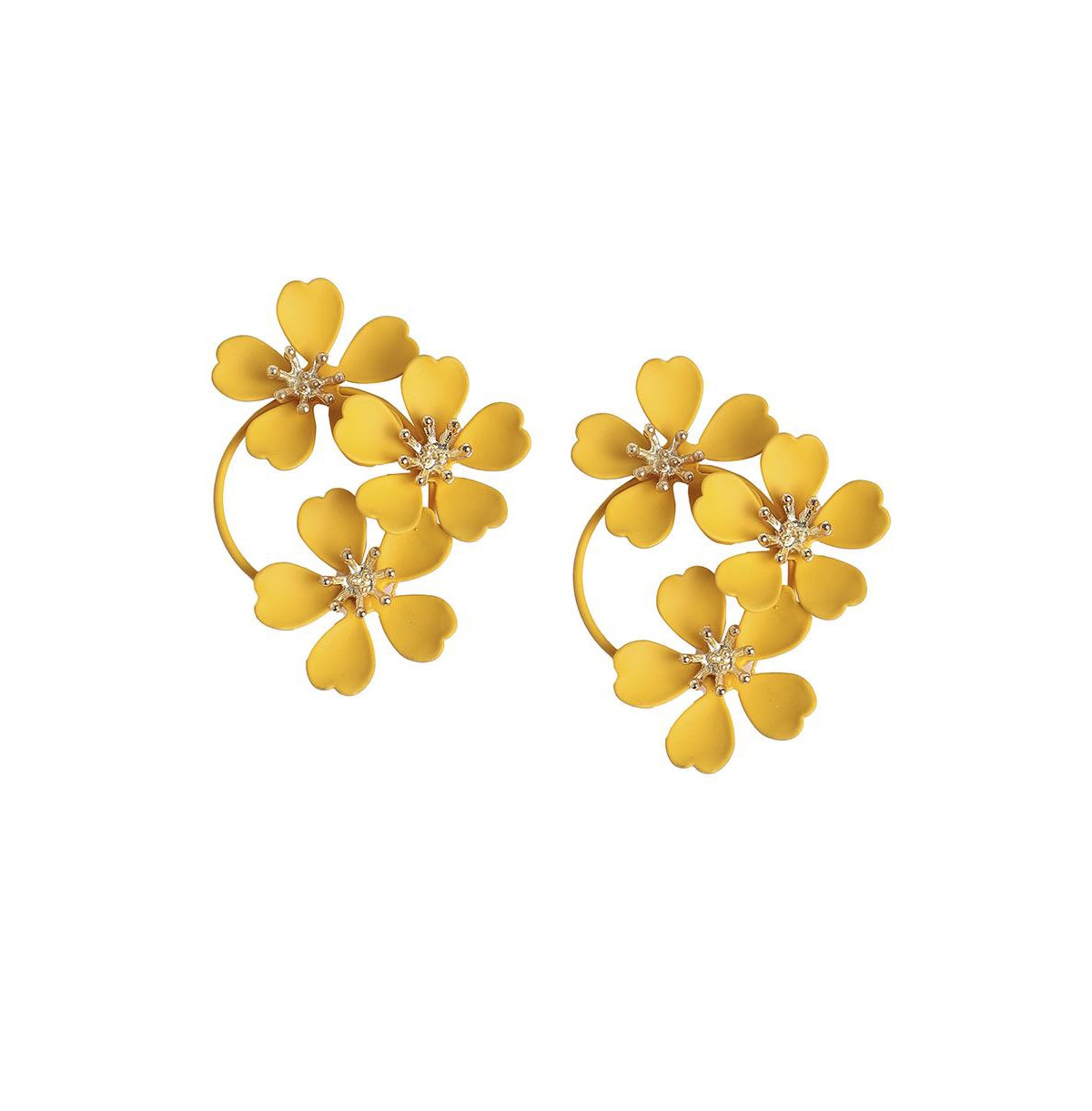 Click here for Sohi Floral-Circular Drop Earrings - Yellow prices