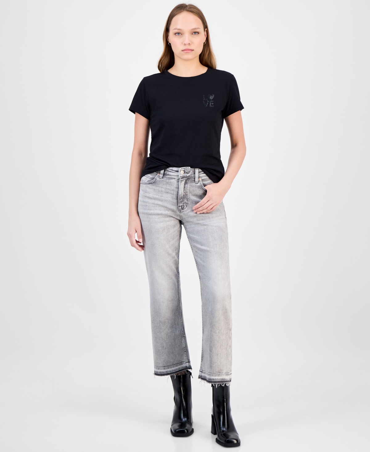 Click here for Boss Orange Womens Flared Ankle Jeans - Gray prices