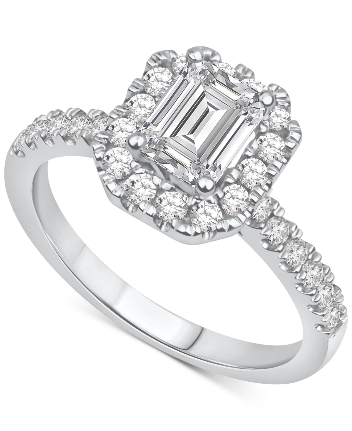 Click here for Lab Grown Diamond EmeraldCut Halo Engagement Ring... prices
