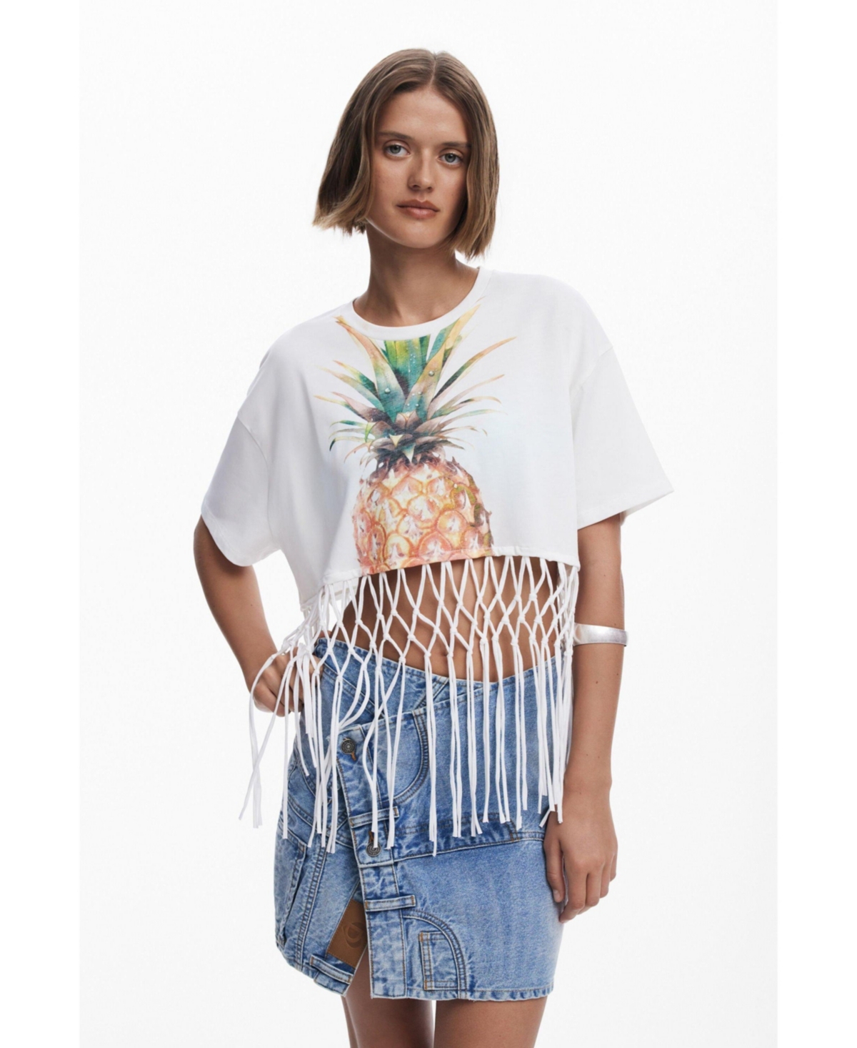 Click here for Desigual Womens Pineapple cropped T-shirt - Mix prices