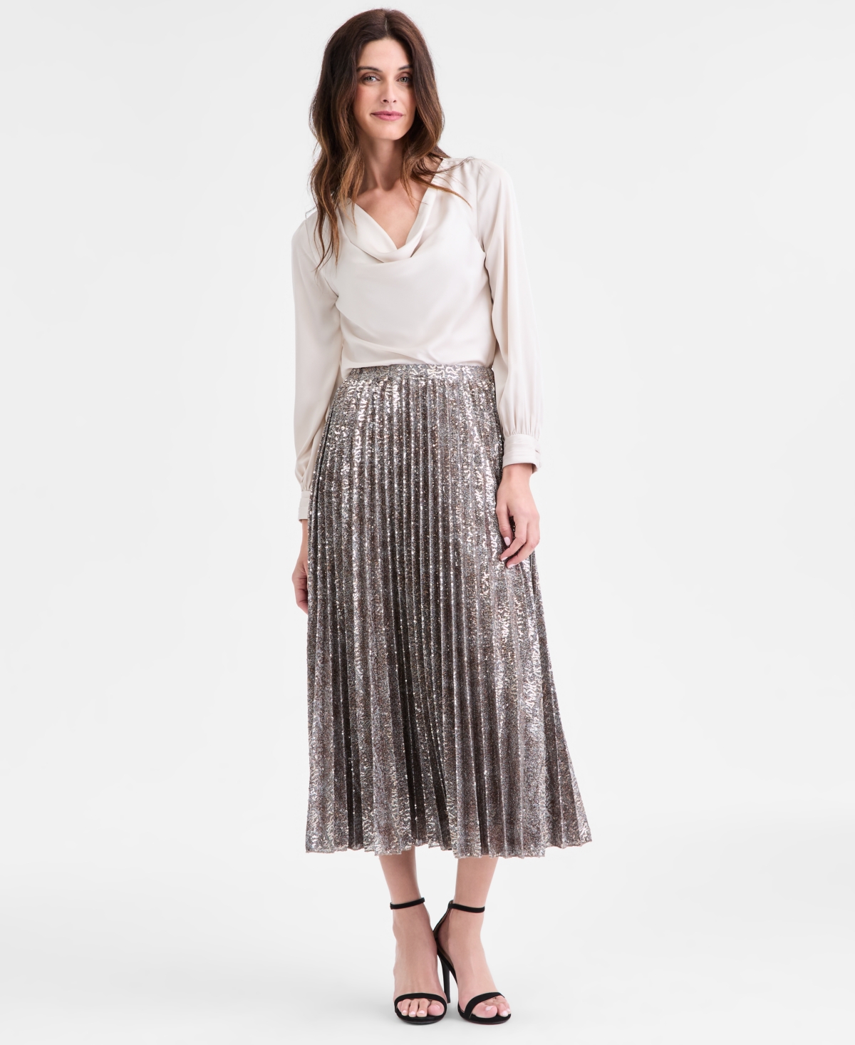 Click here for Anne Klein Womens Pull-On Pleated Midi Skirt - Pew... prices