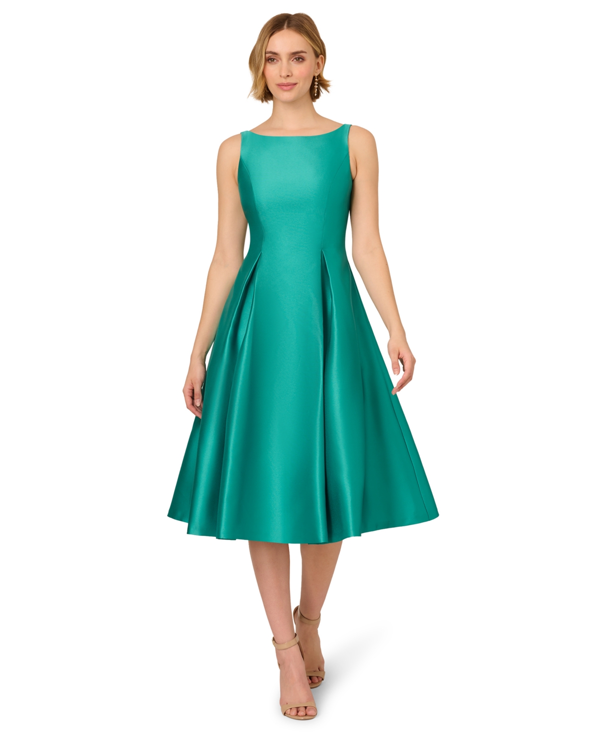 Click here for Adrianna Papell Boat-Neck A-Line Dress - Botanical... prices