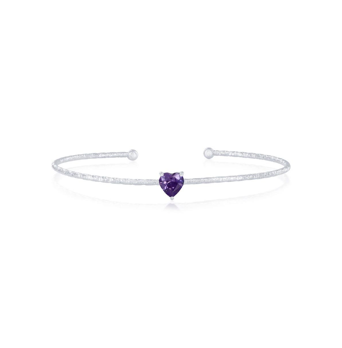 Click here for Simona Sterling Silver  Birthstone Cz Heart Bangle... prices