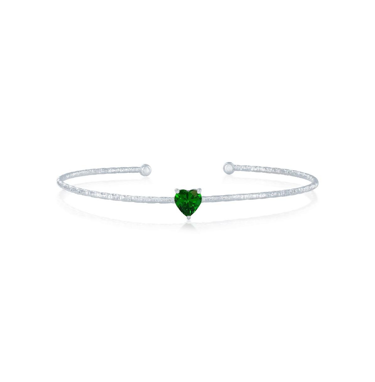 Click here for Simona Sterling Silver  Birthstone Cz Heart Bangle... prices