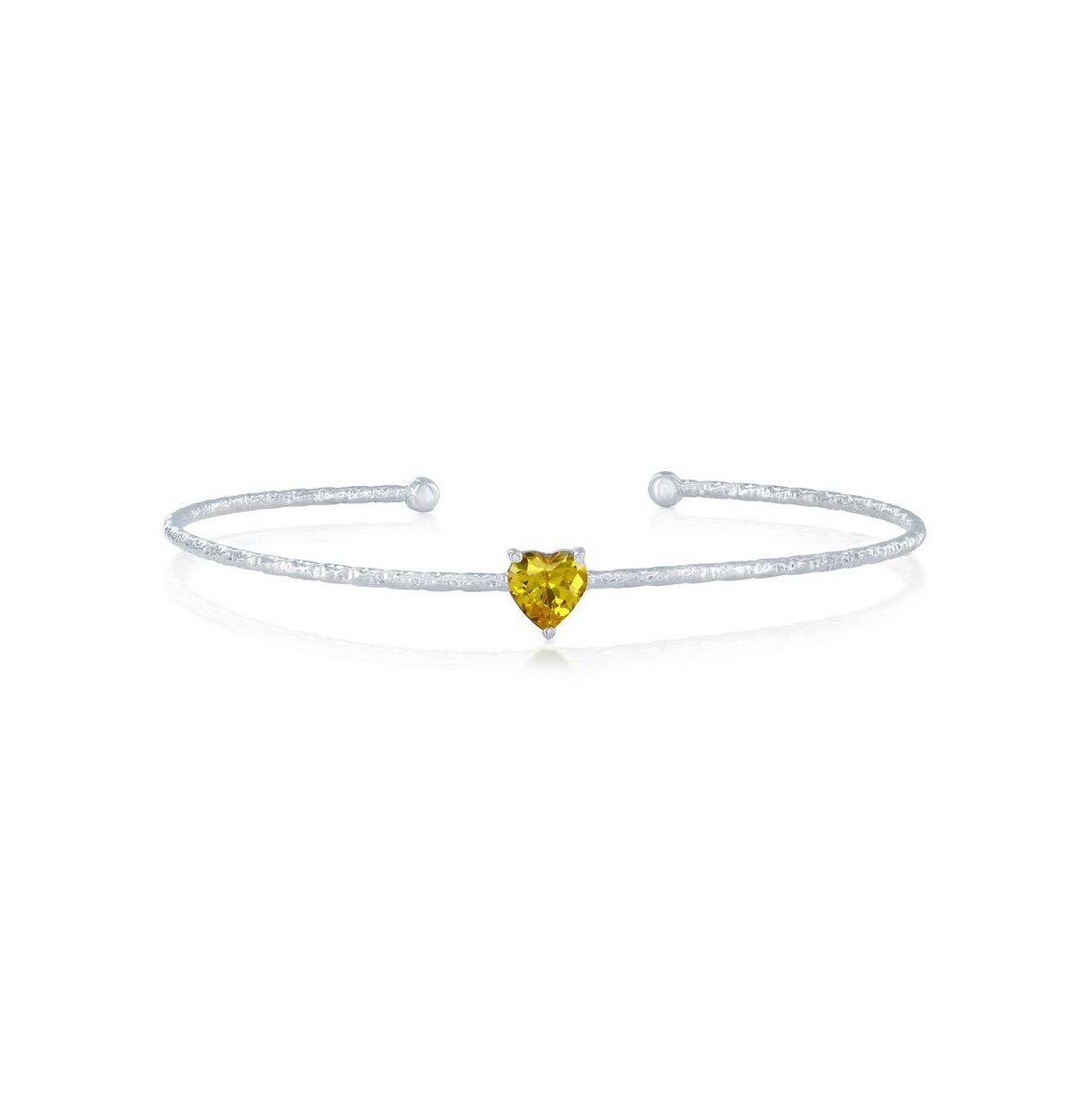 Click here for Simona Sterling Silver  Birthstone Cz Heart Bangle... prices