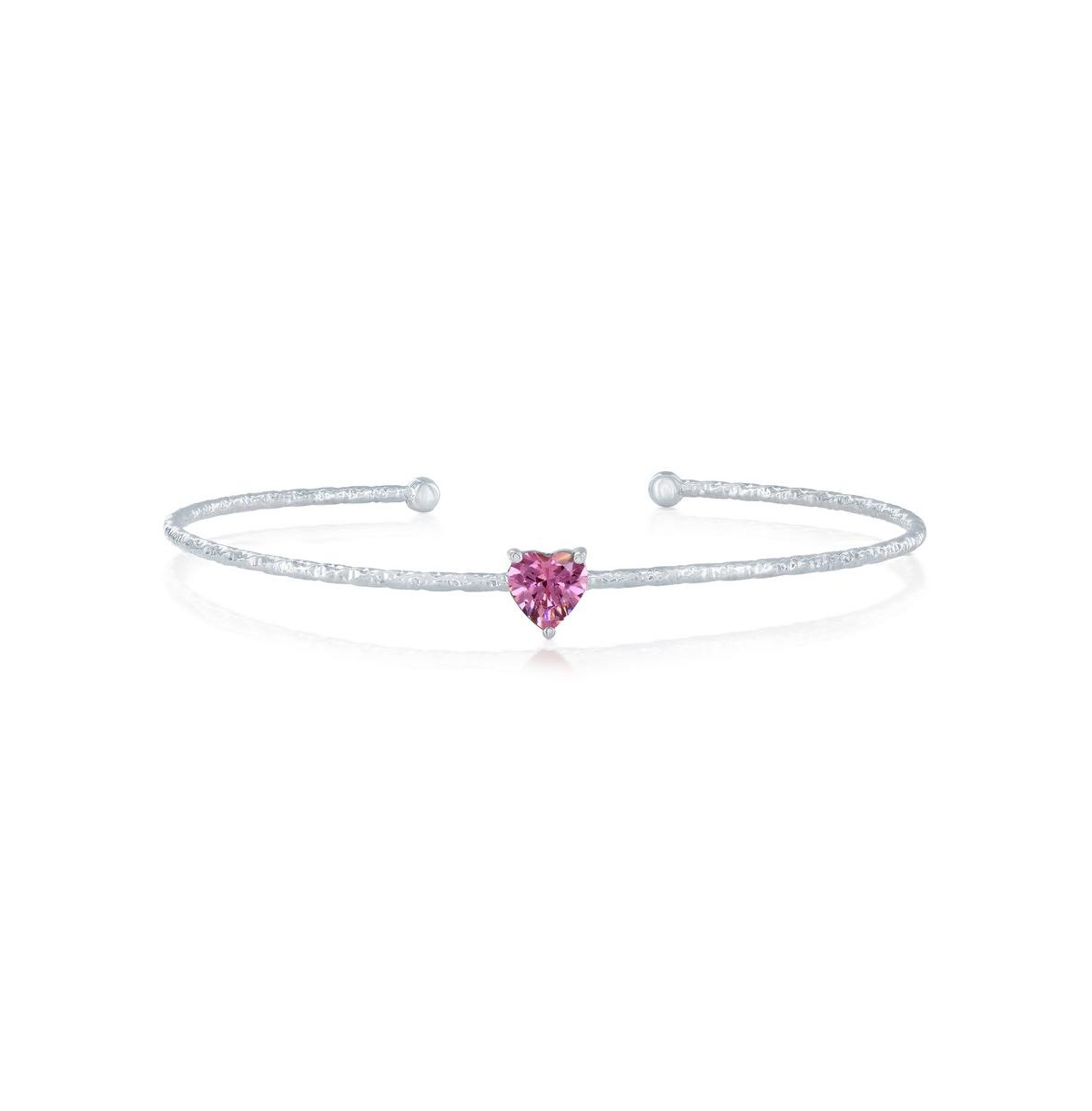 Click here for Simona Sterling Silver  Birthstone Cz Heart Bangle... prices