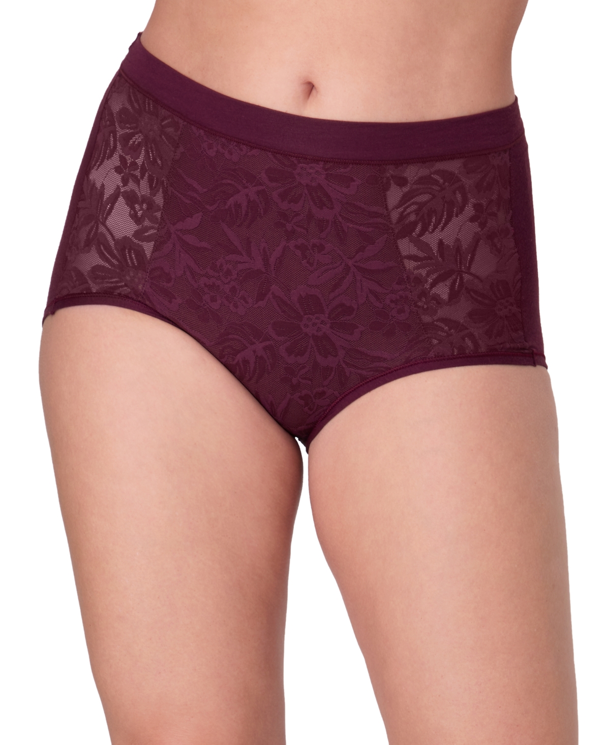 Bali Womens Breathe Lace High-Rise Brief Underwear Dfclbf - Midnight Rouge