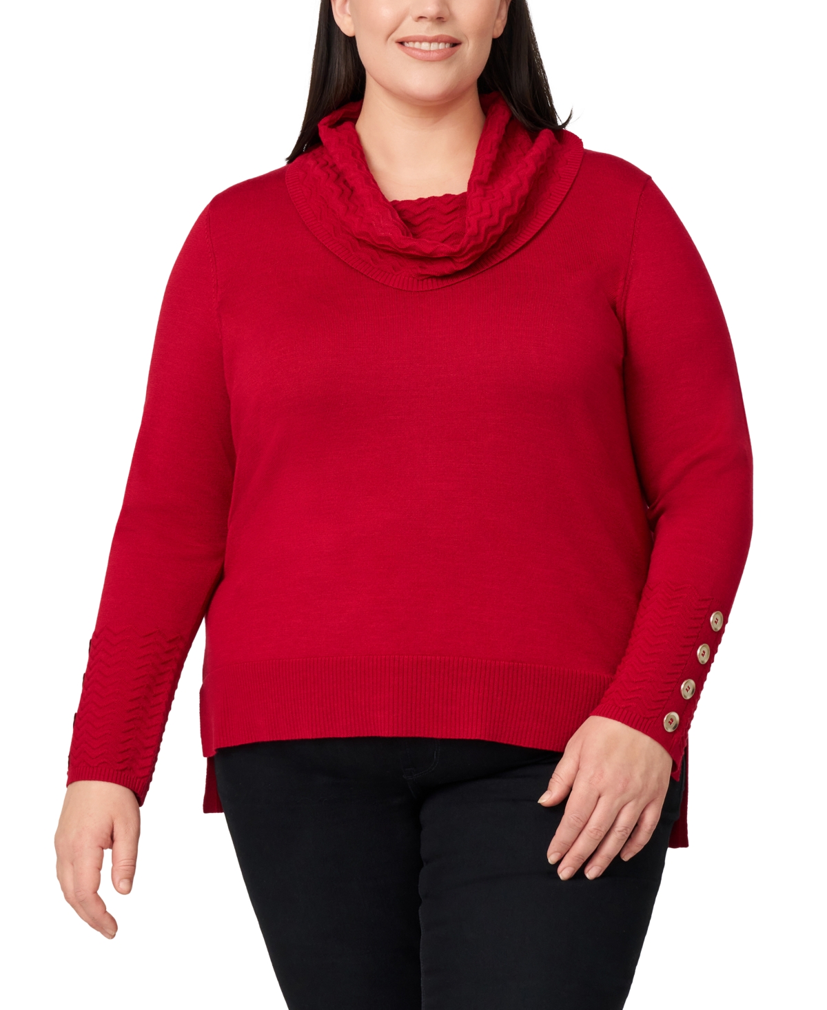 Click here for Melissa Paige Plus Size Ribbed-Hem Cowl-Neck Sweat... prices