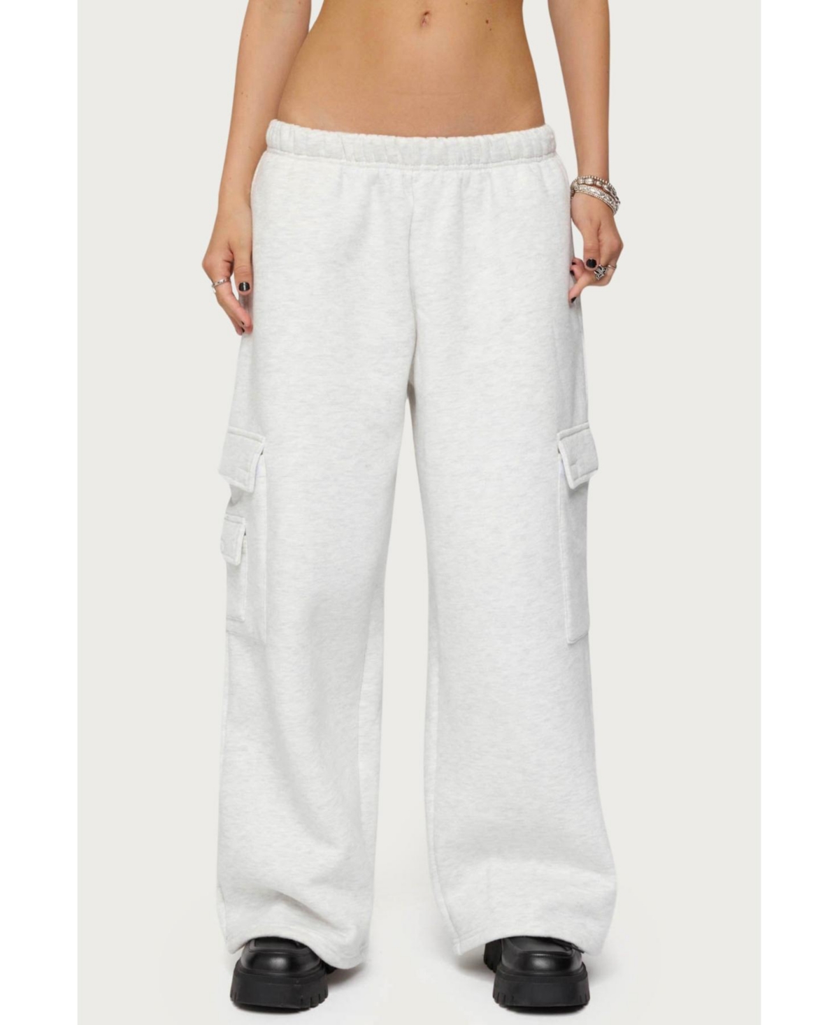 Click here for Edikted Womens Wide Leg Cargo Sweatpants - Light-g... prices