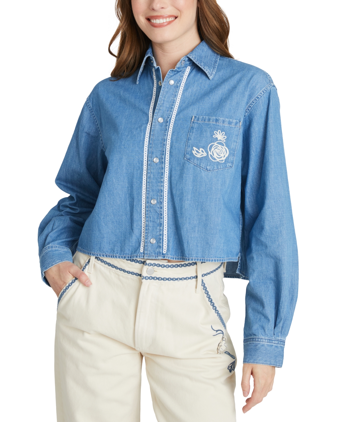 Click here for Driftwood Womens Dani Cotton Cropped Shirt - Mediu... prices