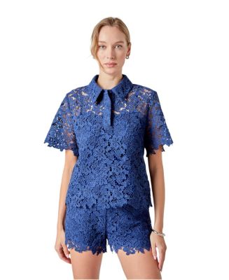 endless rose Women's Lace Collared Top - Macy's