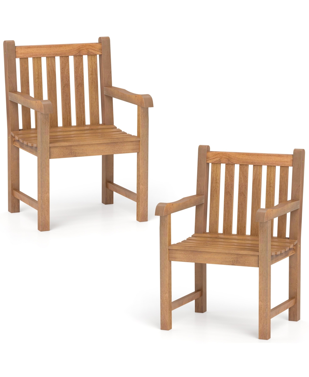 Click here for Gymax 2 Pcs Teak Wood Patio Dining Chair Outdoor A... prices