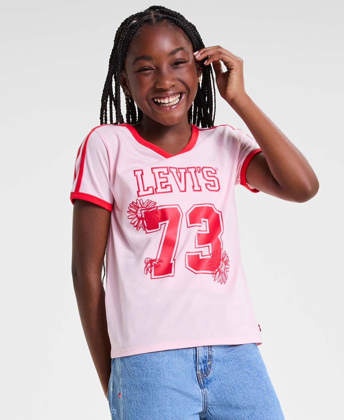 Click here for Levis Big Girls V-neck Sporty T-Shirt - Crystal Ro... prices