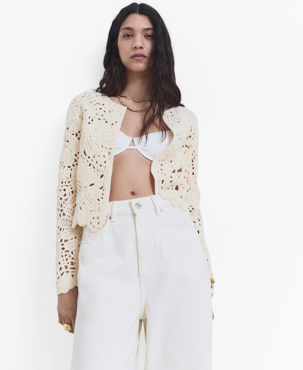 Click here for Mango Womens Thick Knit Cardigan - Ecru prices