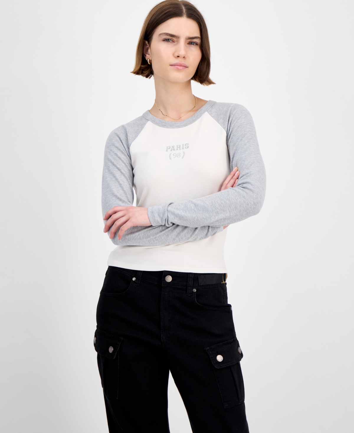 Click here for Hippie Rose Juniors Crewneck Raglan Long-Sleeve T-... prices