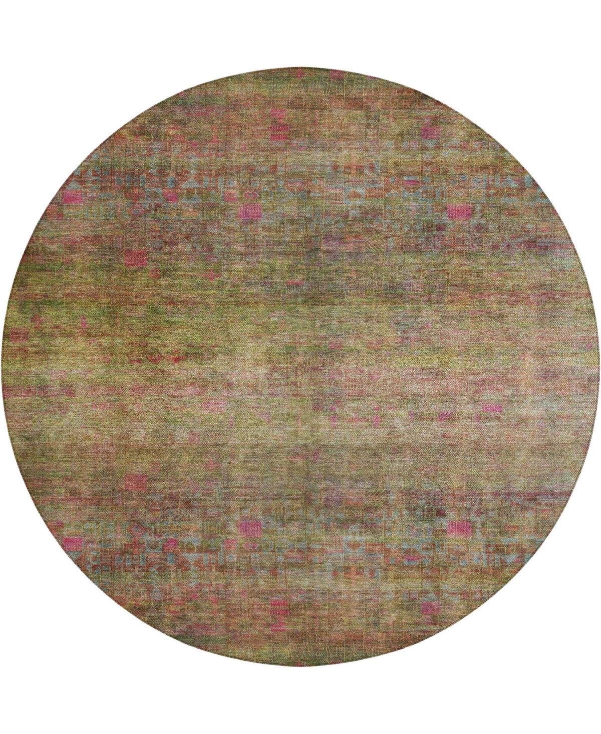 Click here for Dalyn Burano BU9 8x8 Round Area Rug - Green  Pink prices