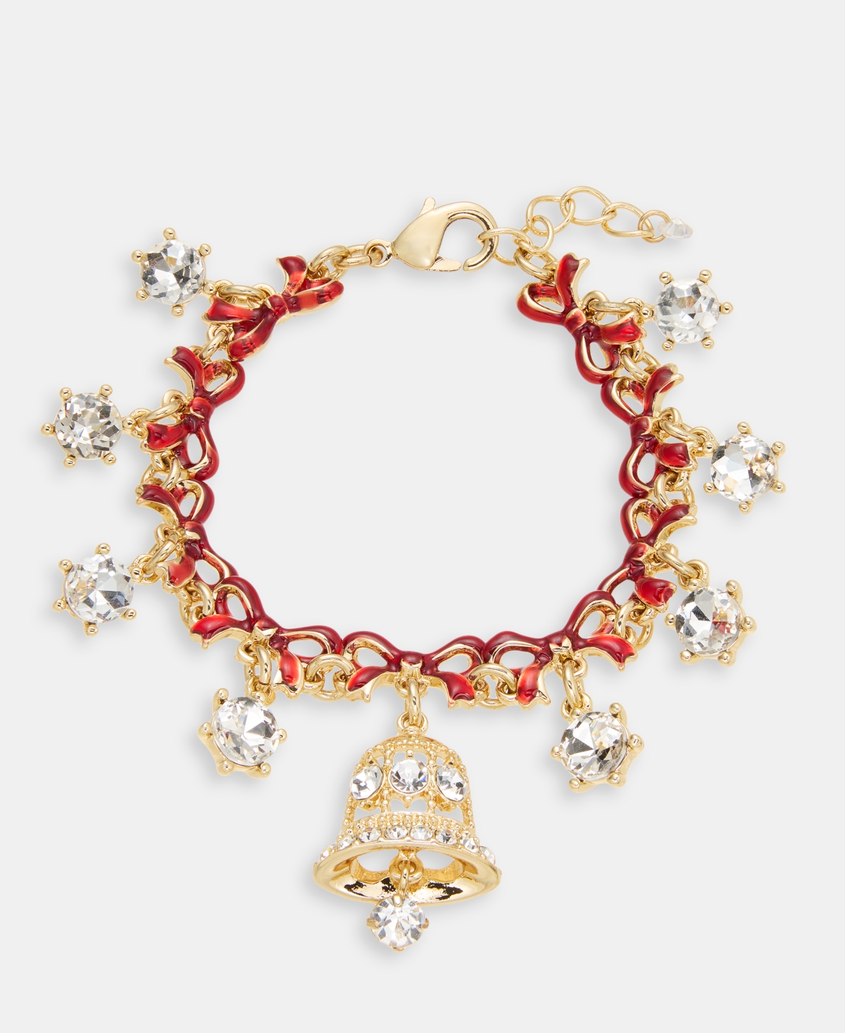 Click here for Holiday Lane Gold-Tone Red Bow Crystal Bell Flex B... prices