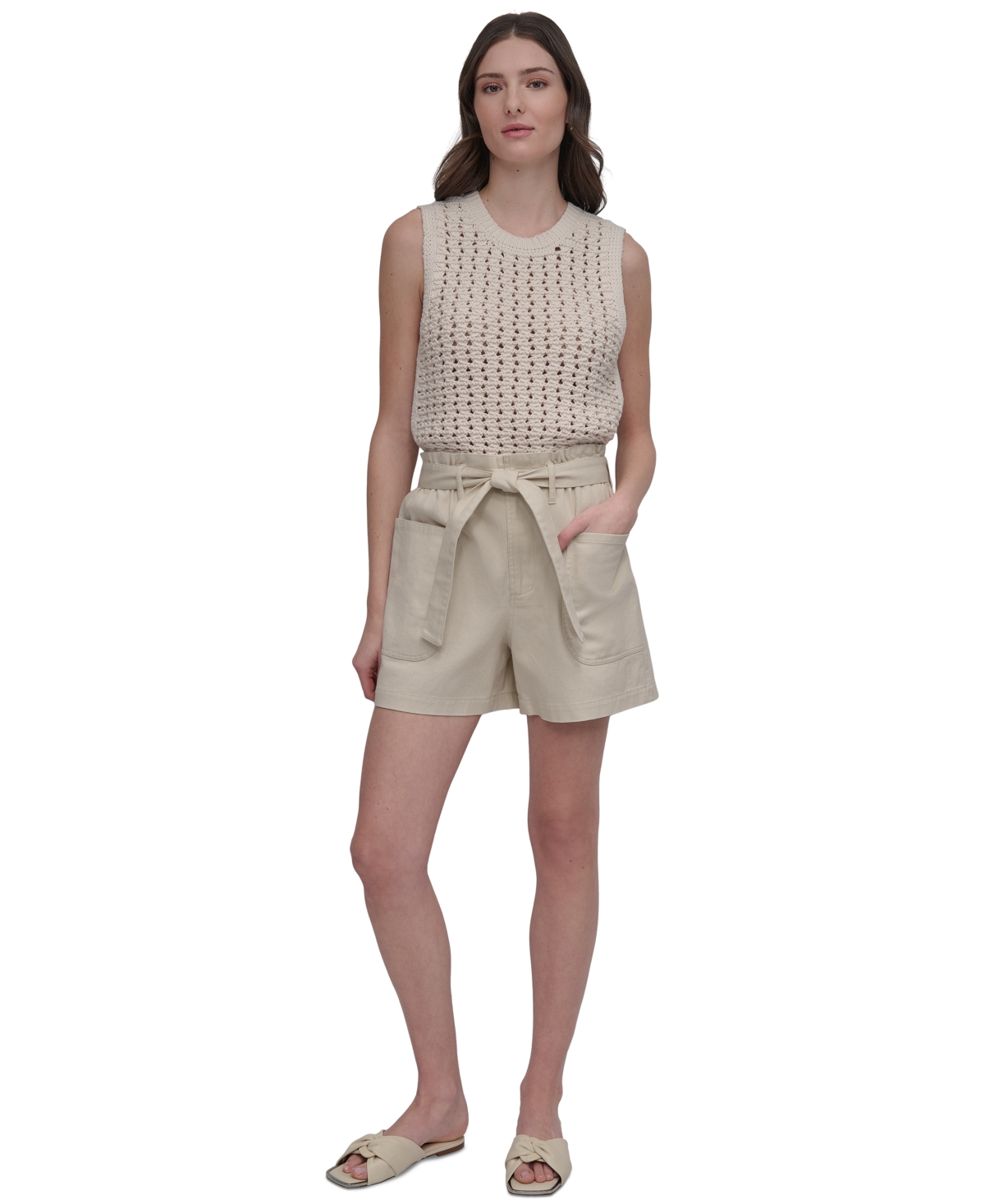 Click here for Dkny Jeans Womens Cotton Belted Paperbag-Waist Sho... prices