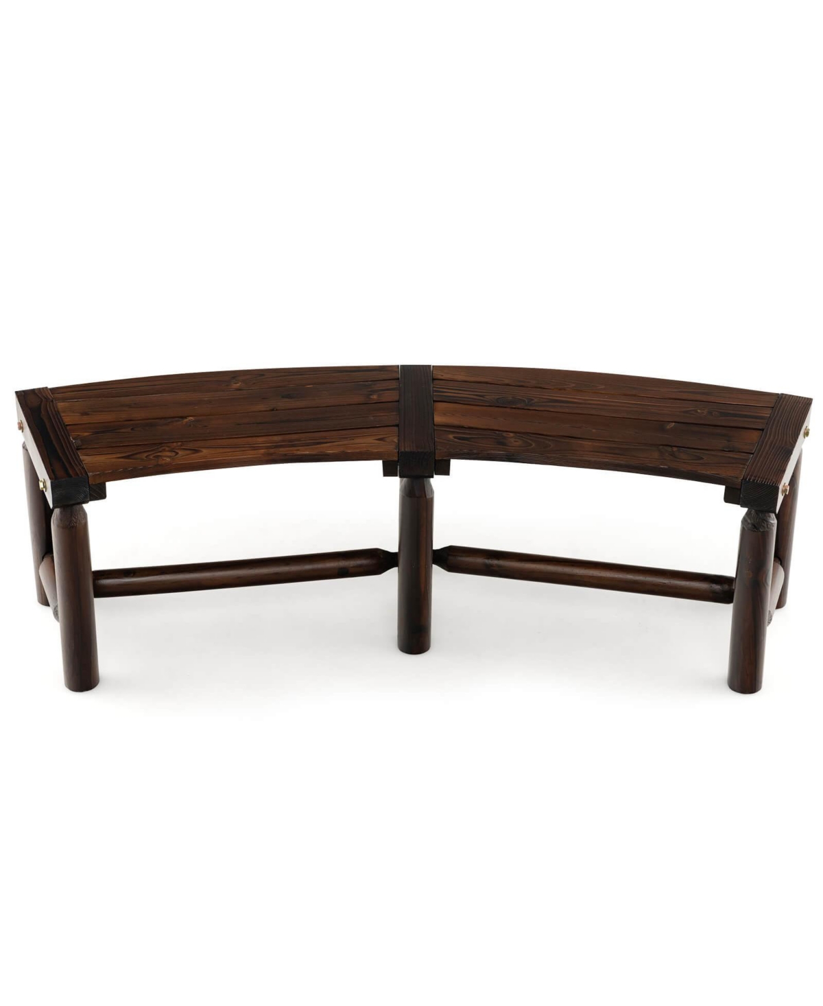 Click here for Gymax Curved Bench Carbonized Wood Dining Bench fo... prices