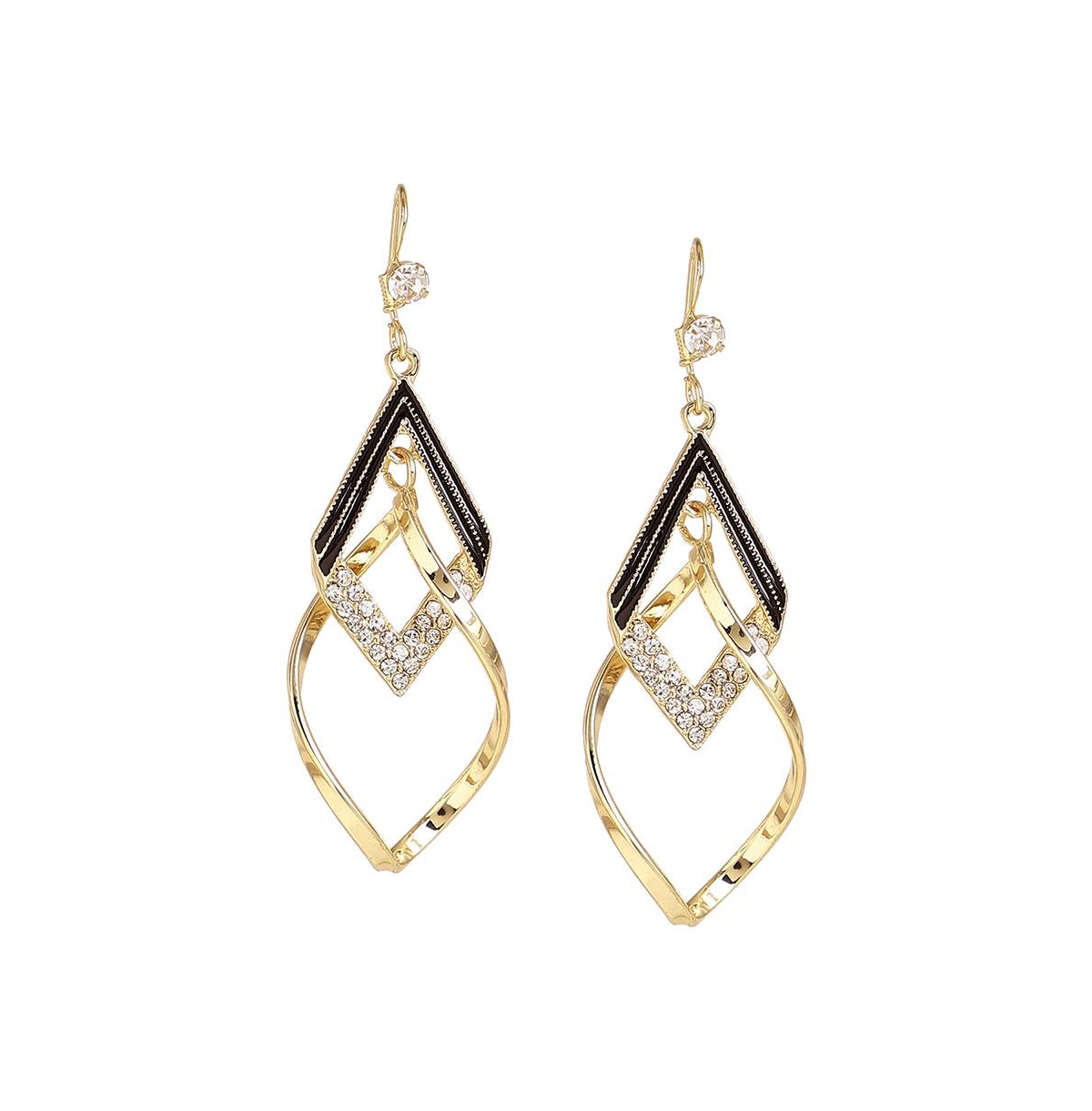 Click here for Sohi Womens White Rhombus Drop Earrings - Gold prices