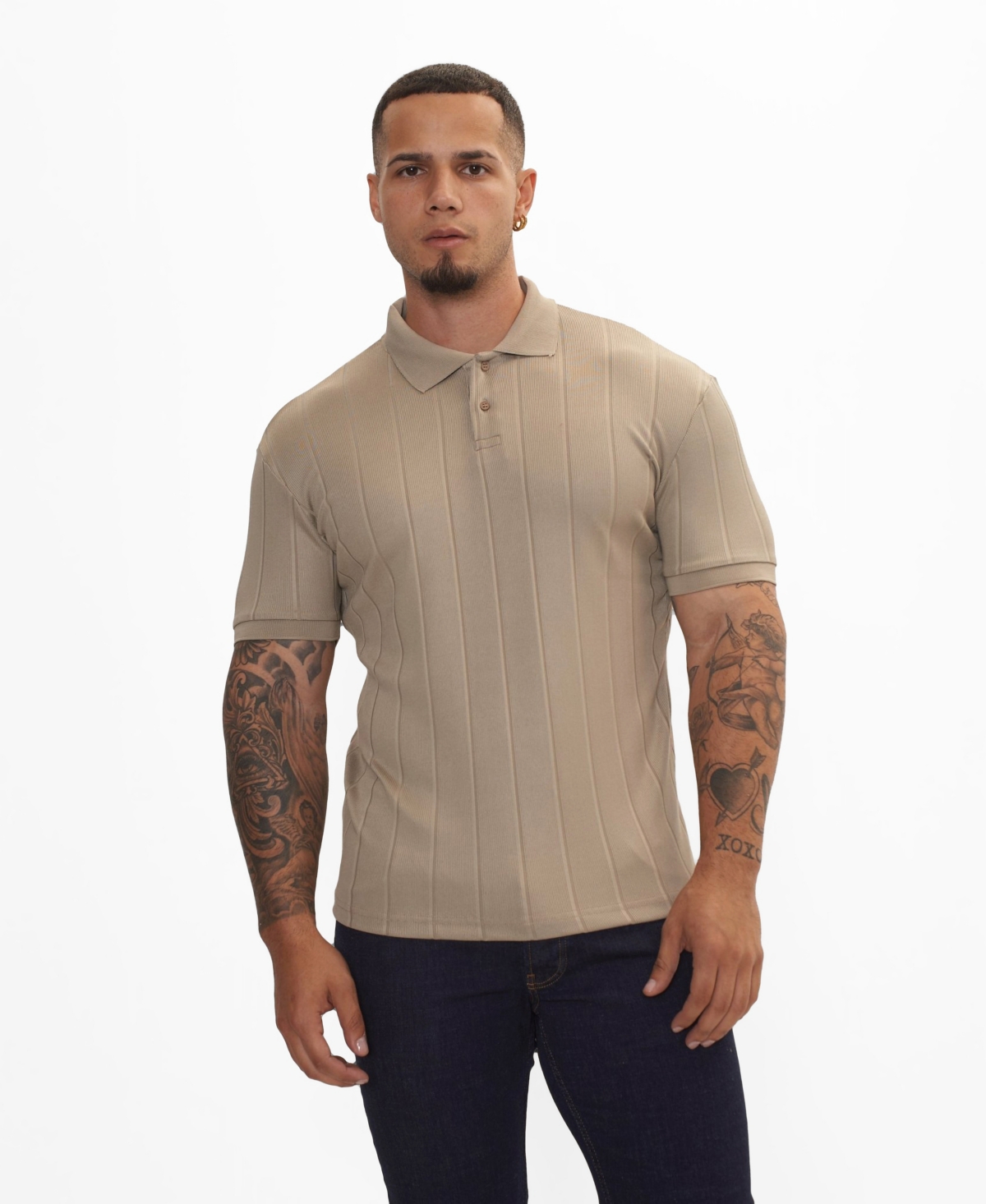 Click here for Ron Tomson Mens Fine Ribbed Fitted Polo Shirt - Da... prices