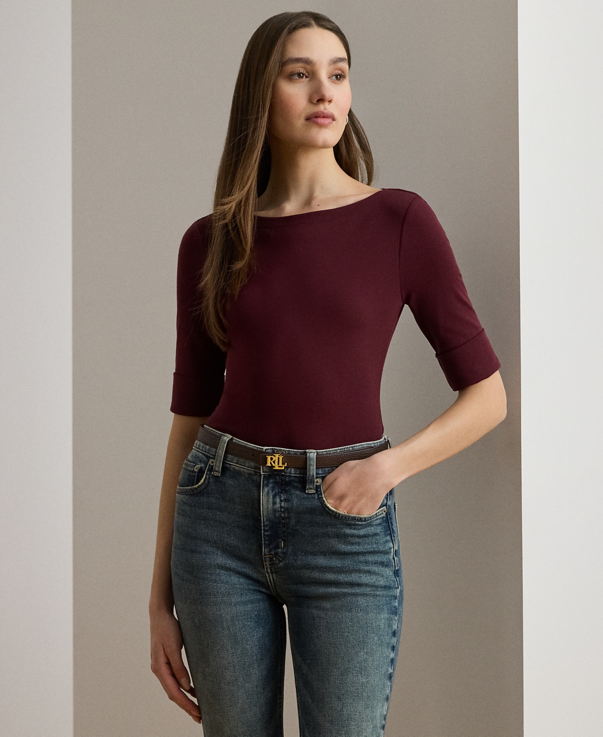 Click here for Lauren Ralph Lauren Petite Stretch Cotton Boatneck... prices
