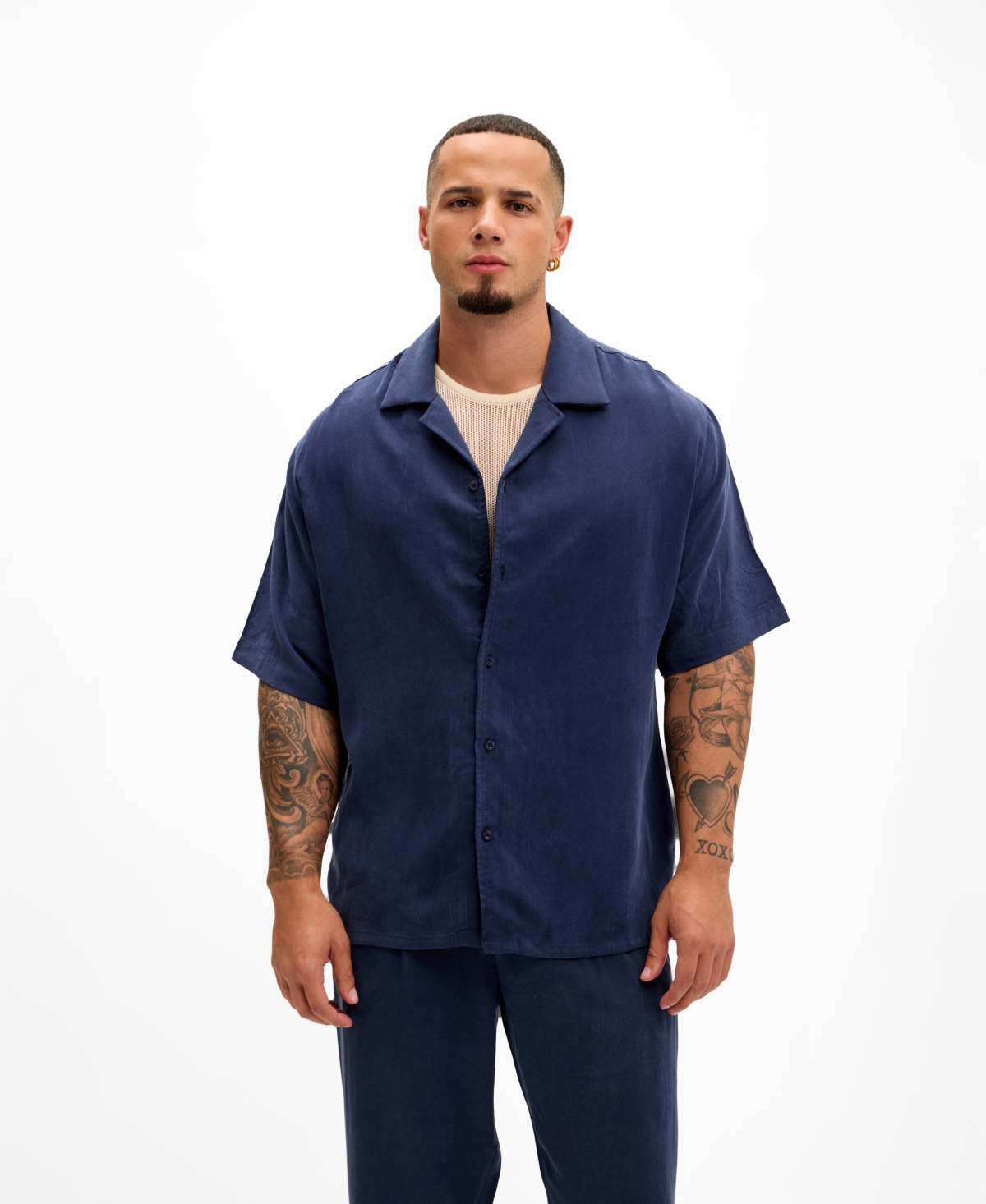 Click here for Ron Tomson Mens Brezzy Relaxed Camp Collar Shirt -... prices