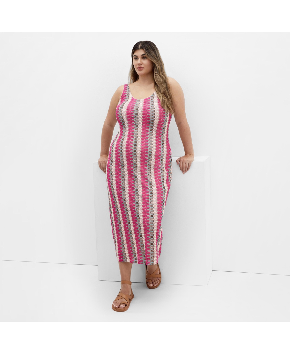 Click here for City Chic Plus Size Leilani Stripe Dress - Sunset... prices