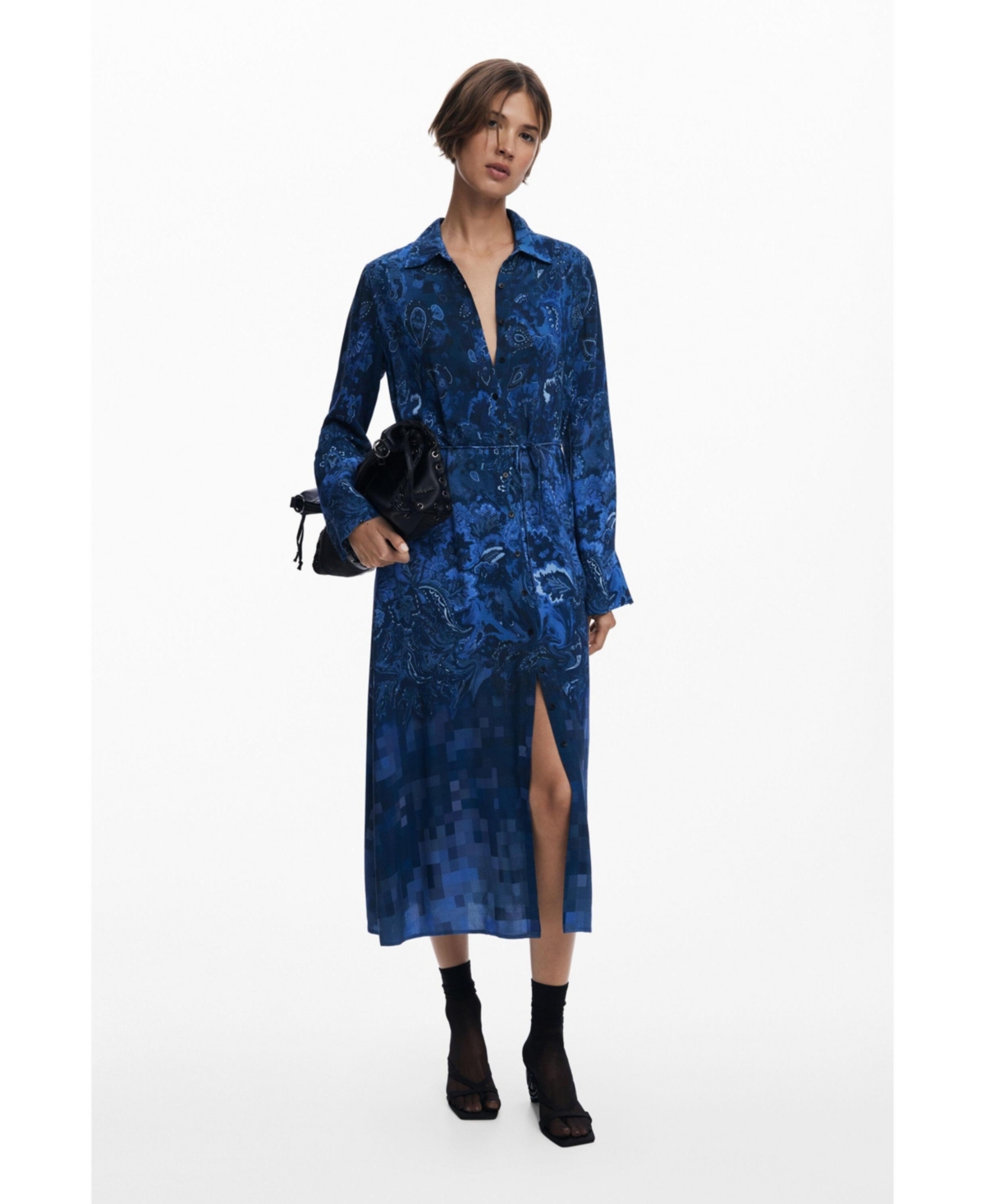 Click here for Desigual Womens Paisley shirt dress - Dark blue prices