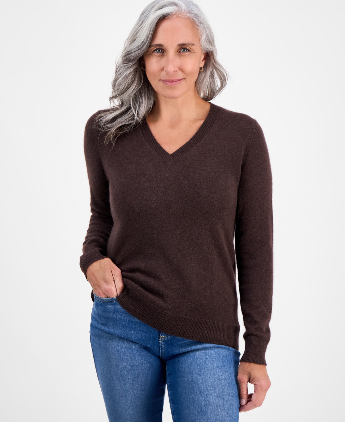 Click here for Charter Club 100 Cashmere Petite V-Neck Long-Sleev... prices