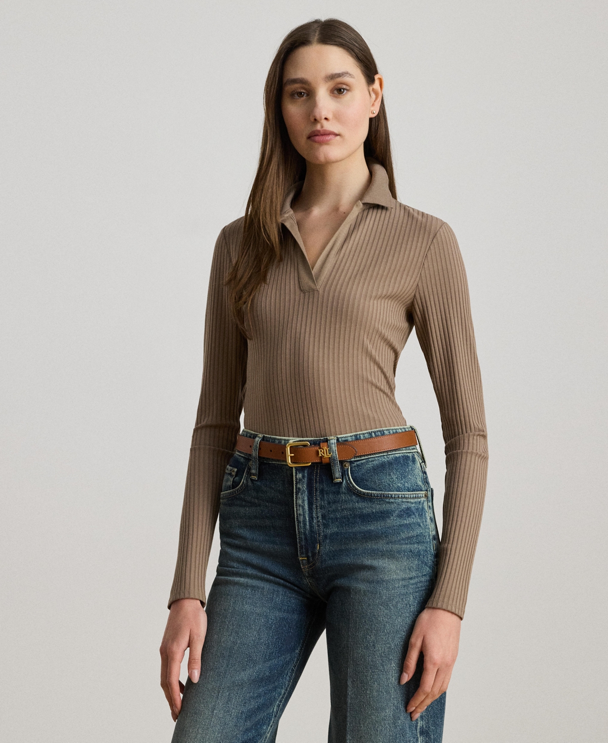 Click here for Lauren Ralph Lauren Womens Rib-Knit Long-Sleeve Po... prices