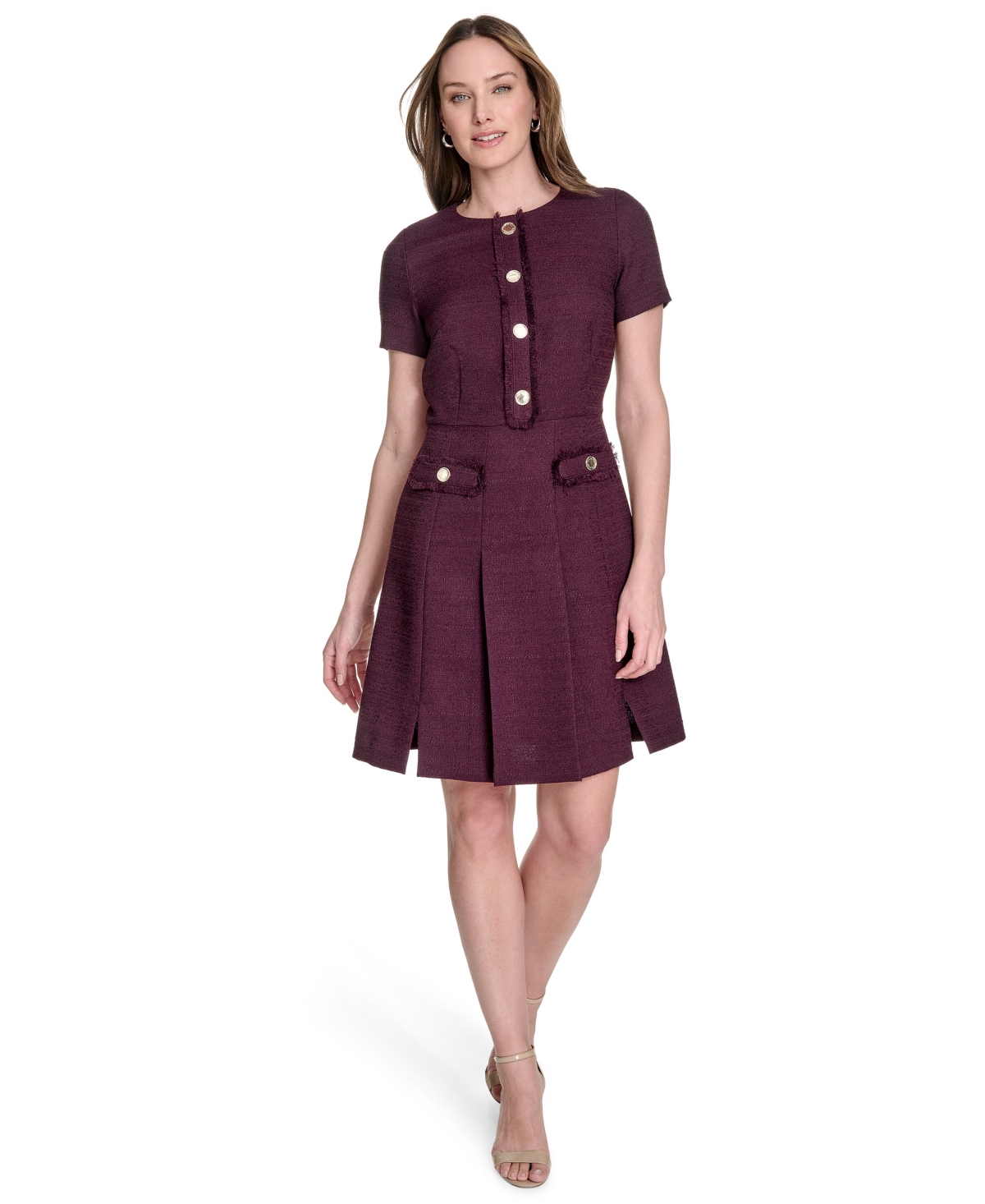 Click here for Tommy Hilfiger Womens Round-Neck Fringe-Trim Dress... prices