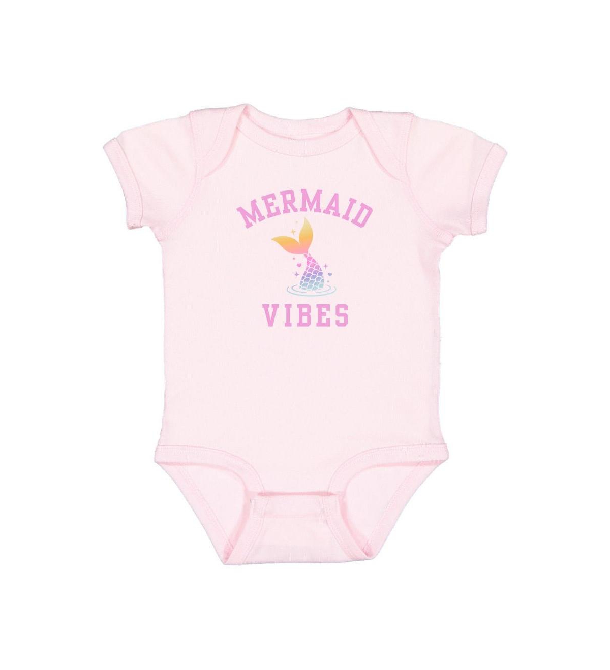 Sweet Wink Baby Girls Mermaid Vibes Short Sleeve Bodysuit - Ballet pink