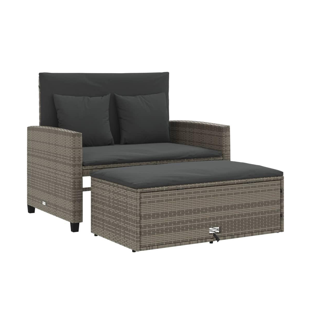 Click here for vidaXL Patio Sofa with Cushions 2-Seater Gray Poly... prices