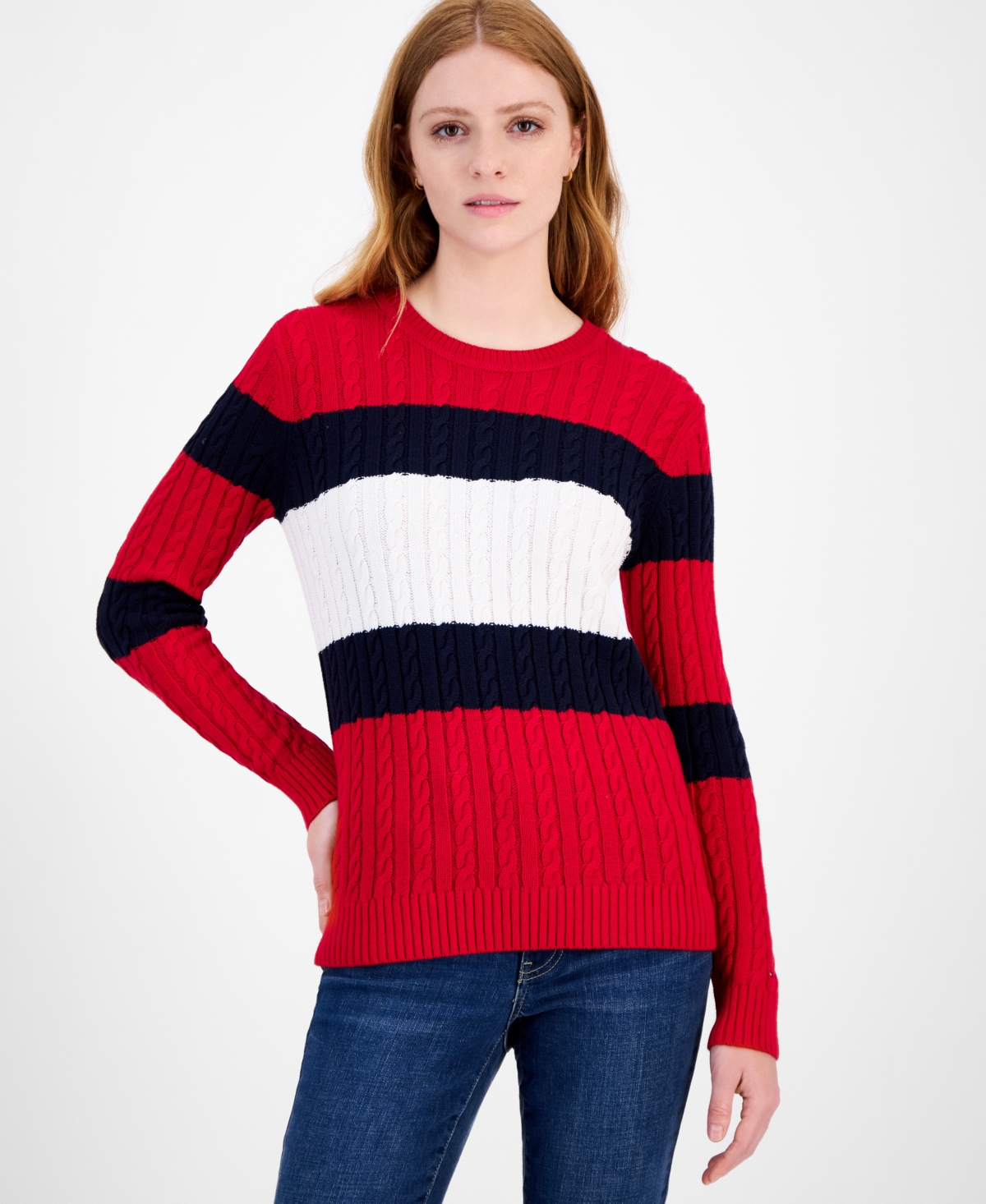 Click here for Tommy Hilfiger Womens Cotton Flag Cable Knit Sweat... prices