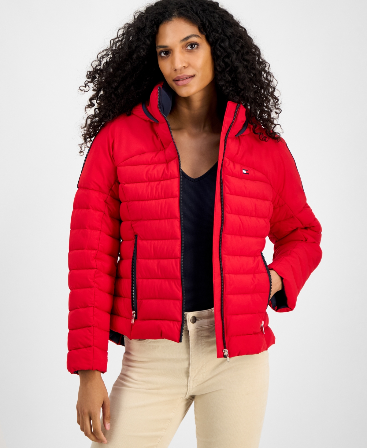 Click here for Tommy Hilfiger Womens Hooded Long-Sleeve Puffer Ja... prices