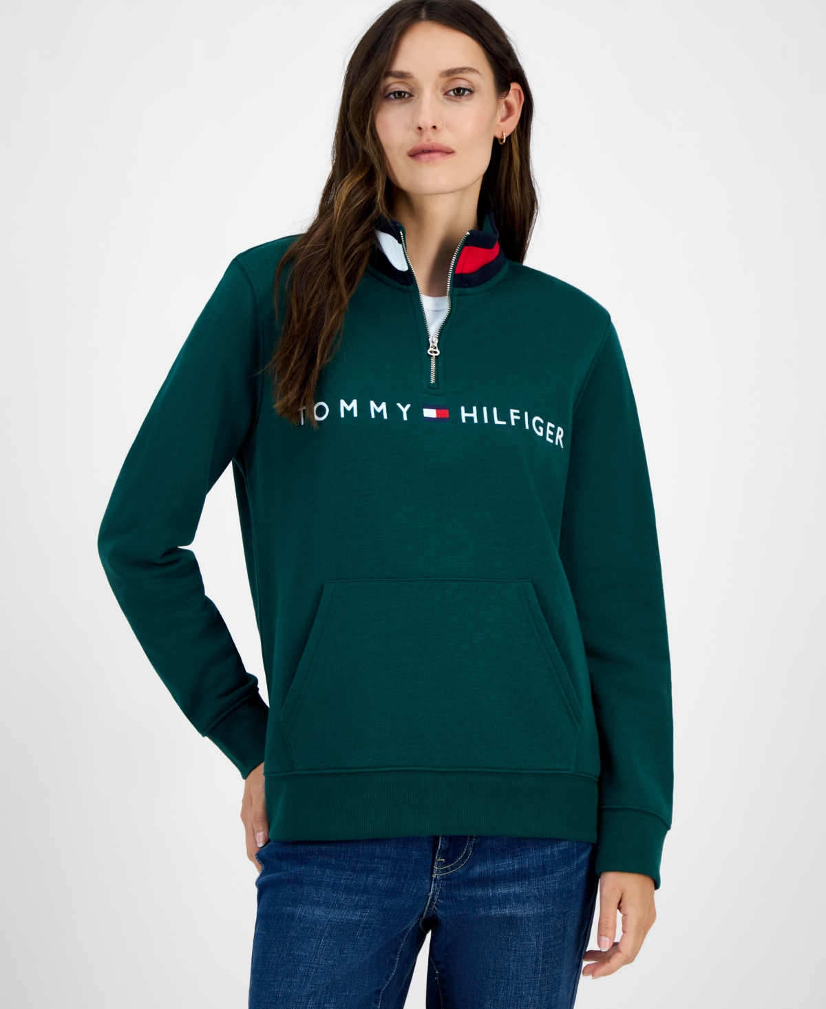 Click here for Tommy Hilfiger Womens Quarter Zip Embroidered Logo... prices