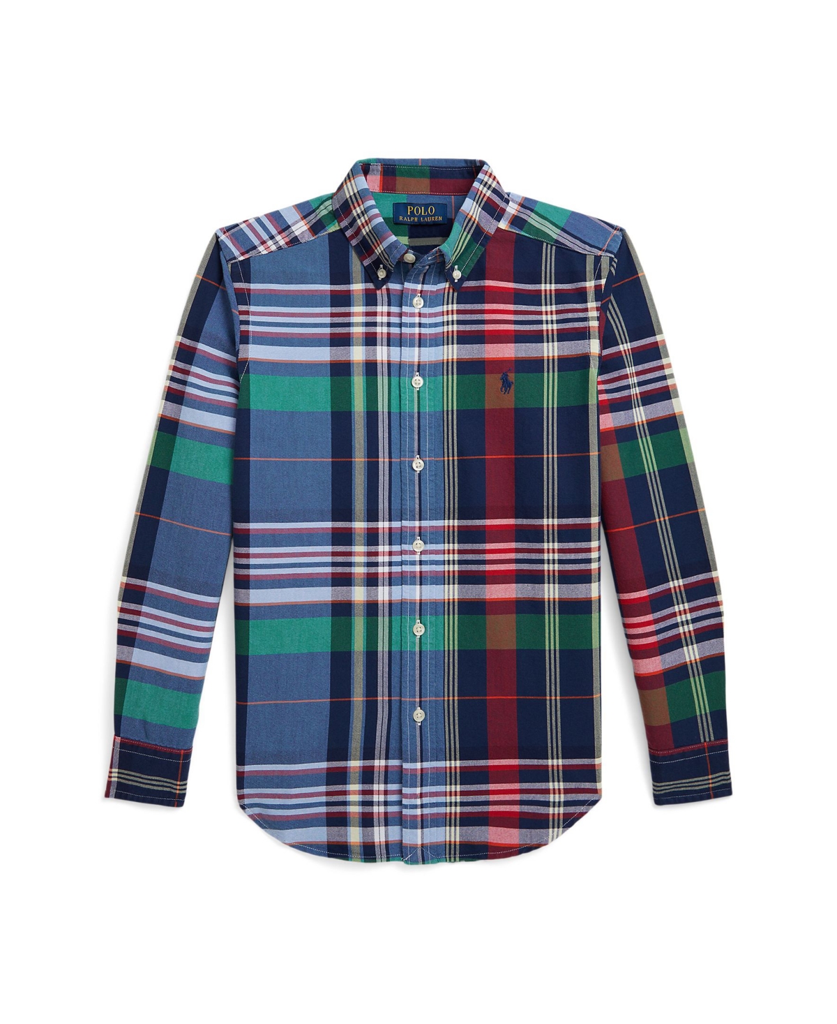 Click here for Polo Ralph Lauren Big Boys Plaid Oxford Shirt - Bl... prices