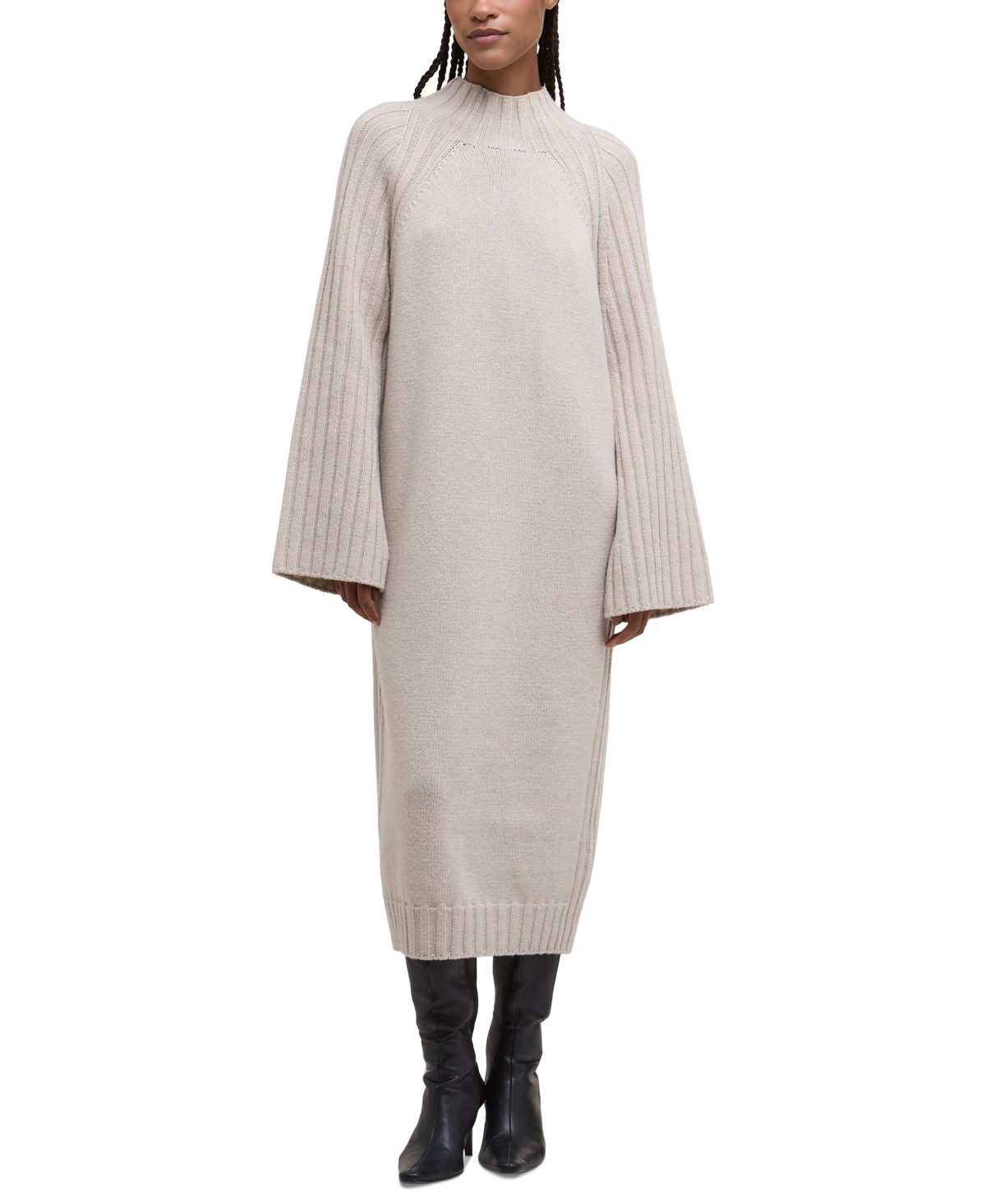 Click here for Barbour Womens Knitted Vera Midi Dress - Beige prices