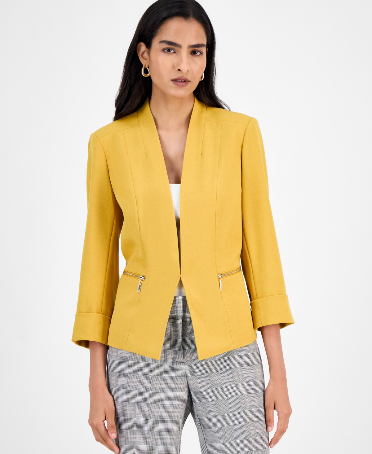 Click here for Kasper Womens Crepe Open-Front 3/4-Sleeve Jacket... prices