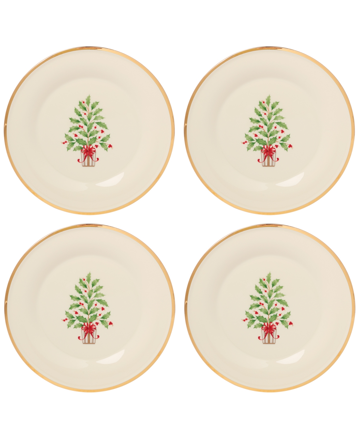 Click here for Lenox Holiday Tree Accent Plates  Set of 4 - Ivory prices
